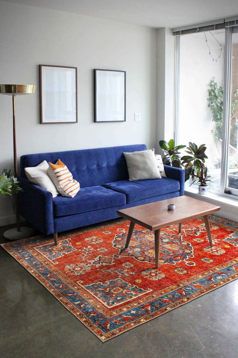 Artloop Fuga Yumuşak Dokulu Kırmızı Vintage Desenli Halı KA 34