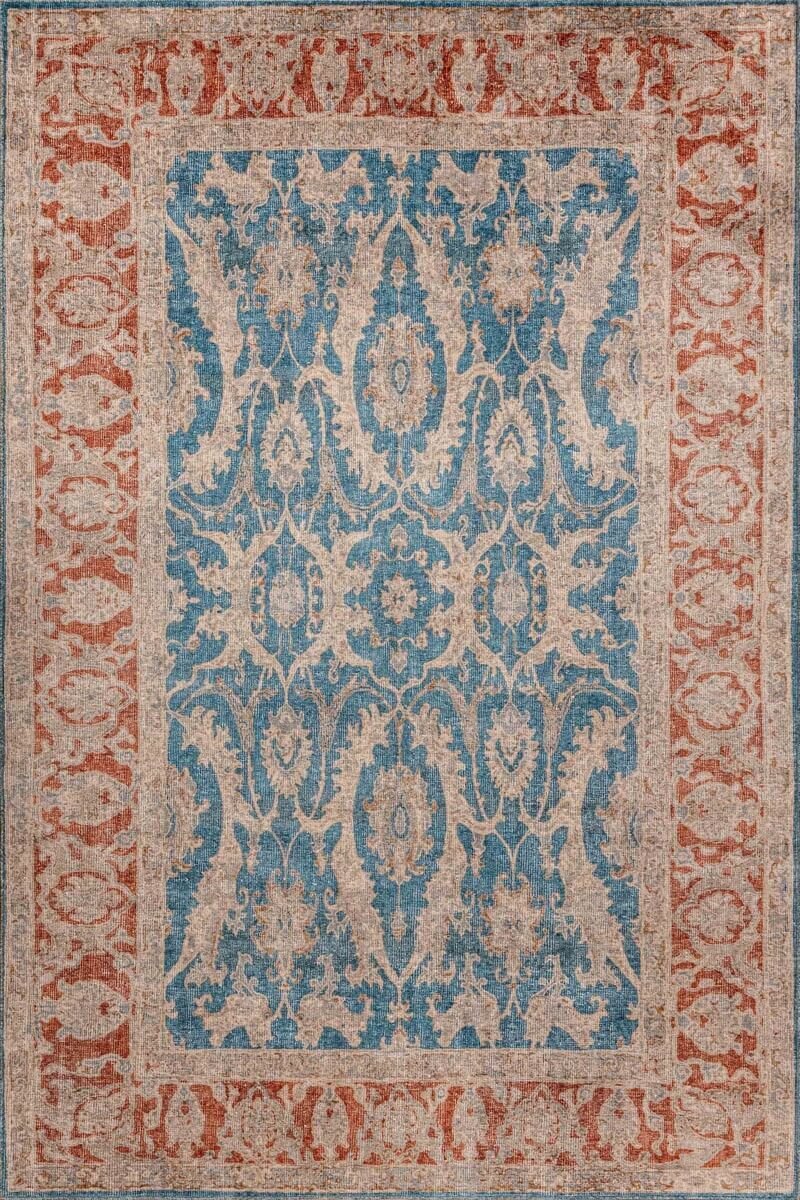 Artloop Fuga Yumuşak Dokulu Kırmızı/Mavi Klasik Desenli Halı KA 42